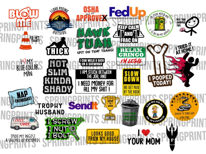 60 Sarcastic Hard Hat Stickers Bundle , SUPER FUNNY Hard Hat Stickers ...
