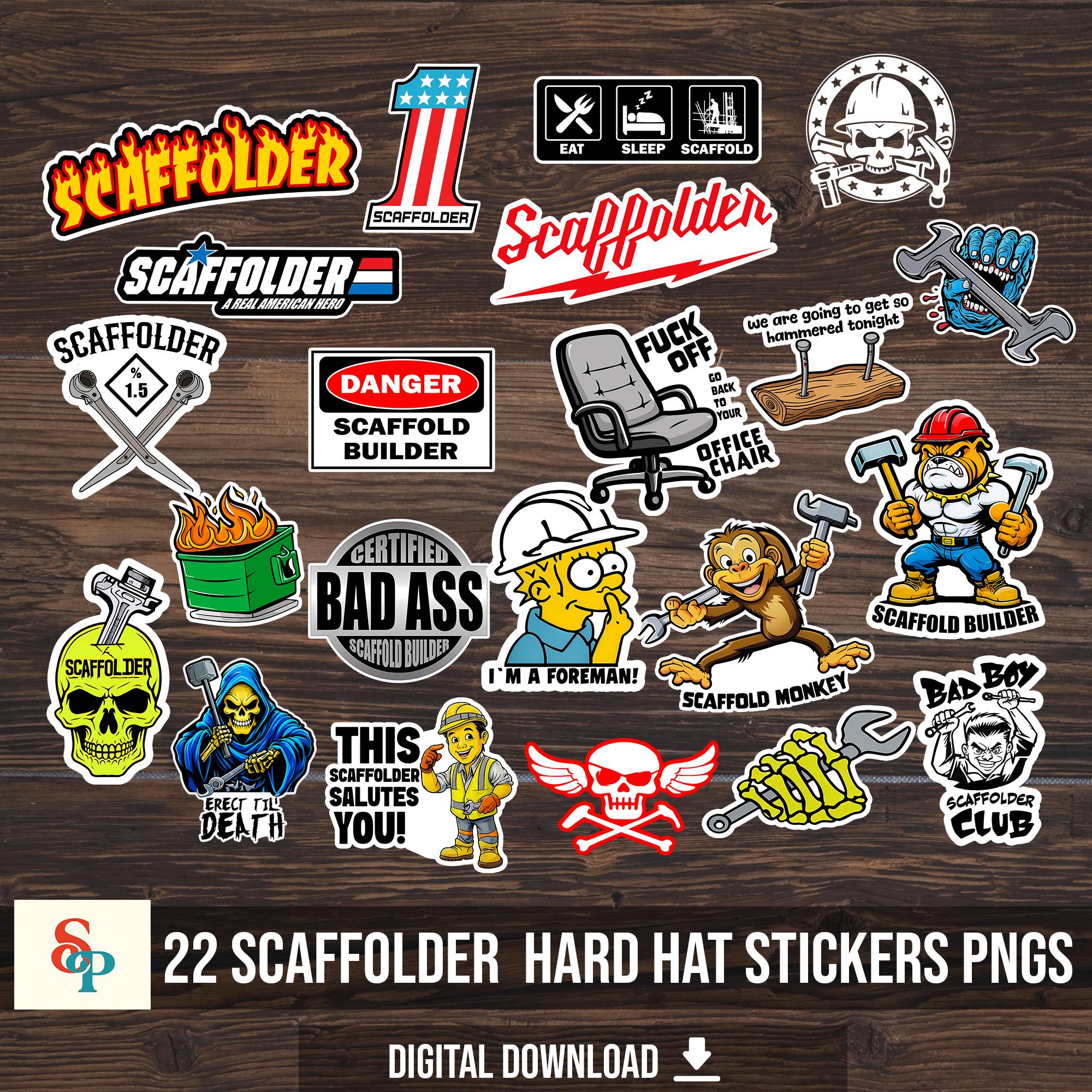 SCAFFOLDER Hard Hat Stickers Png Toolbox Decals, Hardhat Sticker Png ...
