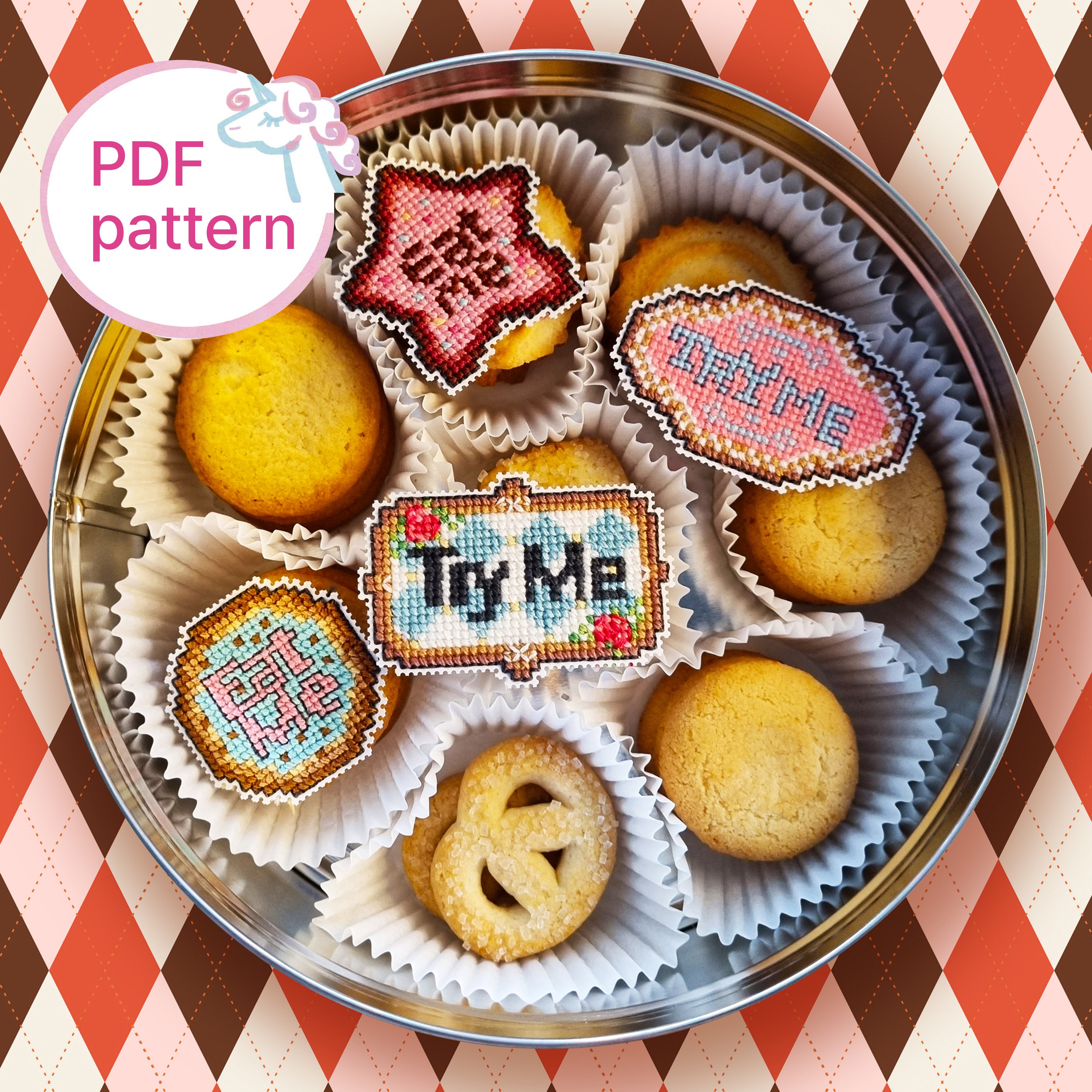 Cute Cookie Cross Stitch Digital Pattern PDF Instant Download Alice in ...