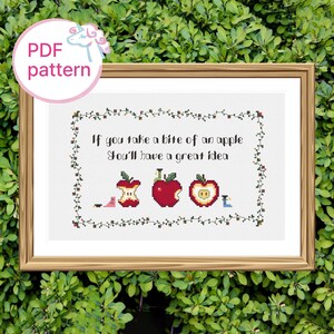 Apple Cross Stitch Digital Pattern PDF Instant Download Let's Eat the ...