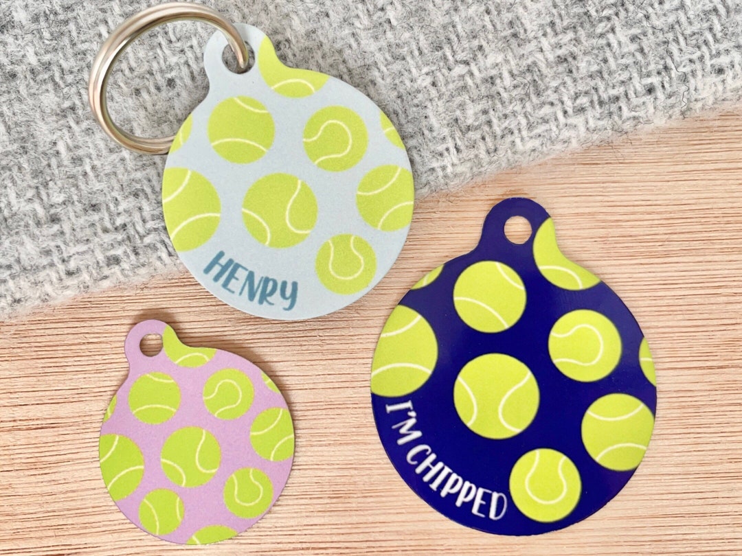 Tennis Ball Dog ID Tag | Tennis Ball Tag for Pets | Tennis Ball Name ...