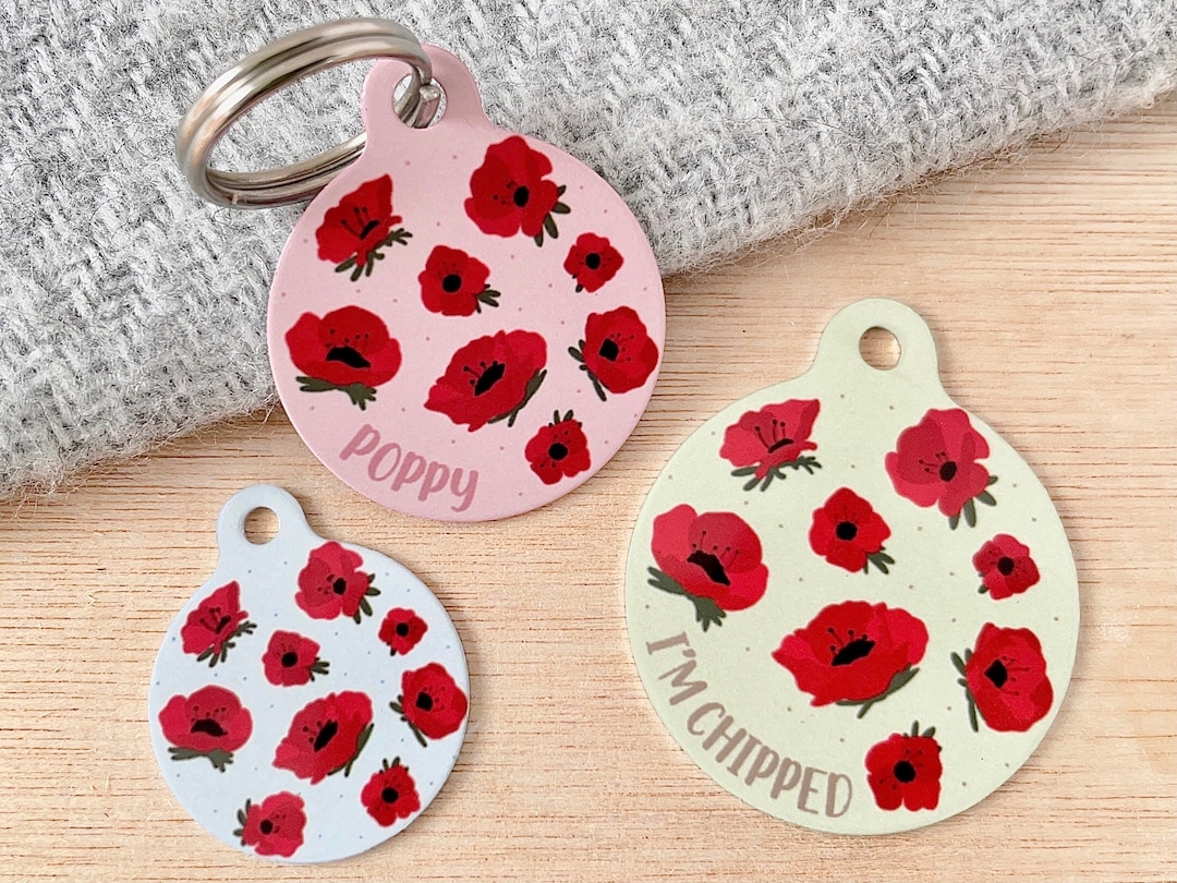 Poppy Pet ID Tag | Poppy Flower Tag for Dogs | Poppy Dog Tag | Name Tag ...