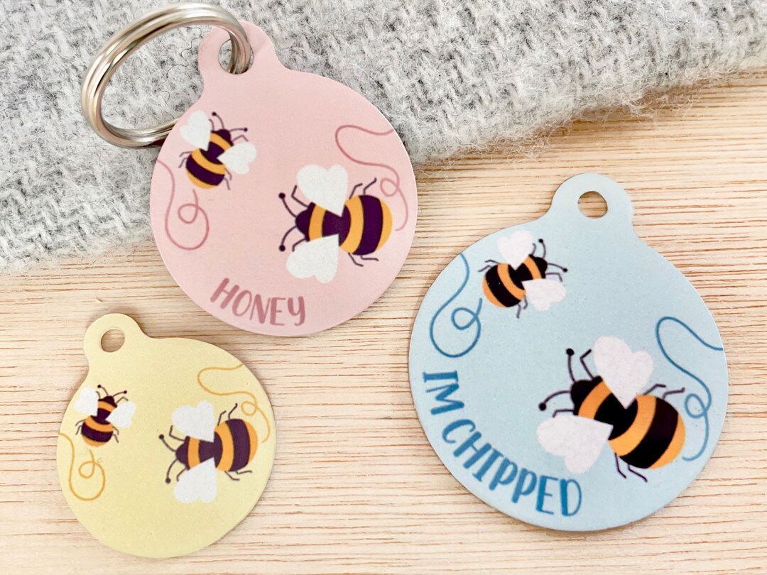 Bumble Bee Pet ID Tag Bee Dog ID Cute Busy Bee Dog ID Tags Colourful ...
