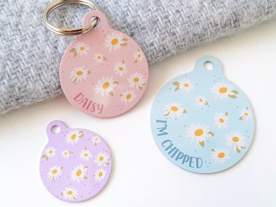 Daisy Pet ID Tag Flower Tag for Cats Pastel Daisy Dog Tag - Etsy