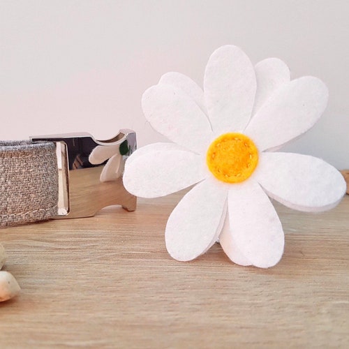 Leather Dog Puppy Collar Daisy FLOWER Decorated Colorful | Etsy