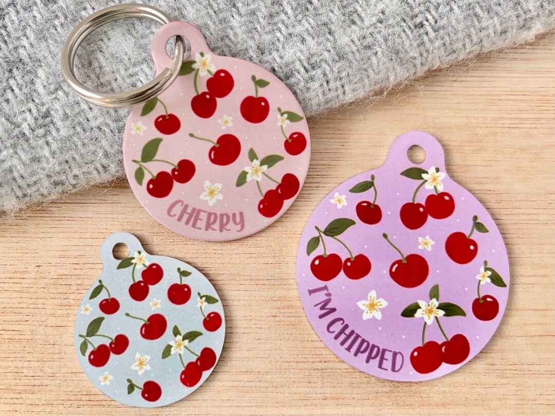 Cherry Pet ID Tag Cherry Tag for Dogs Summer Berries Cat ID Tags Custom ...
