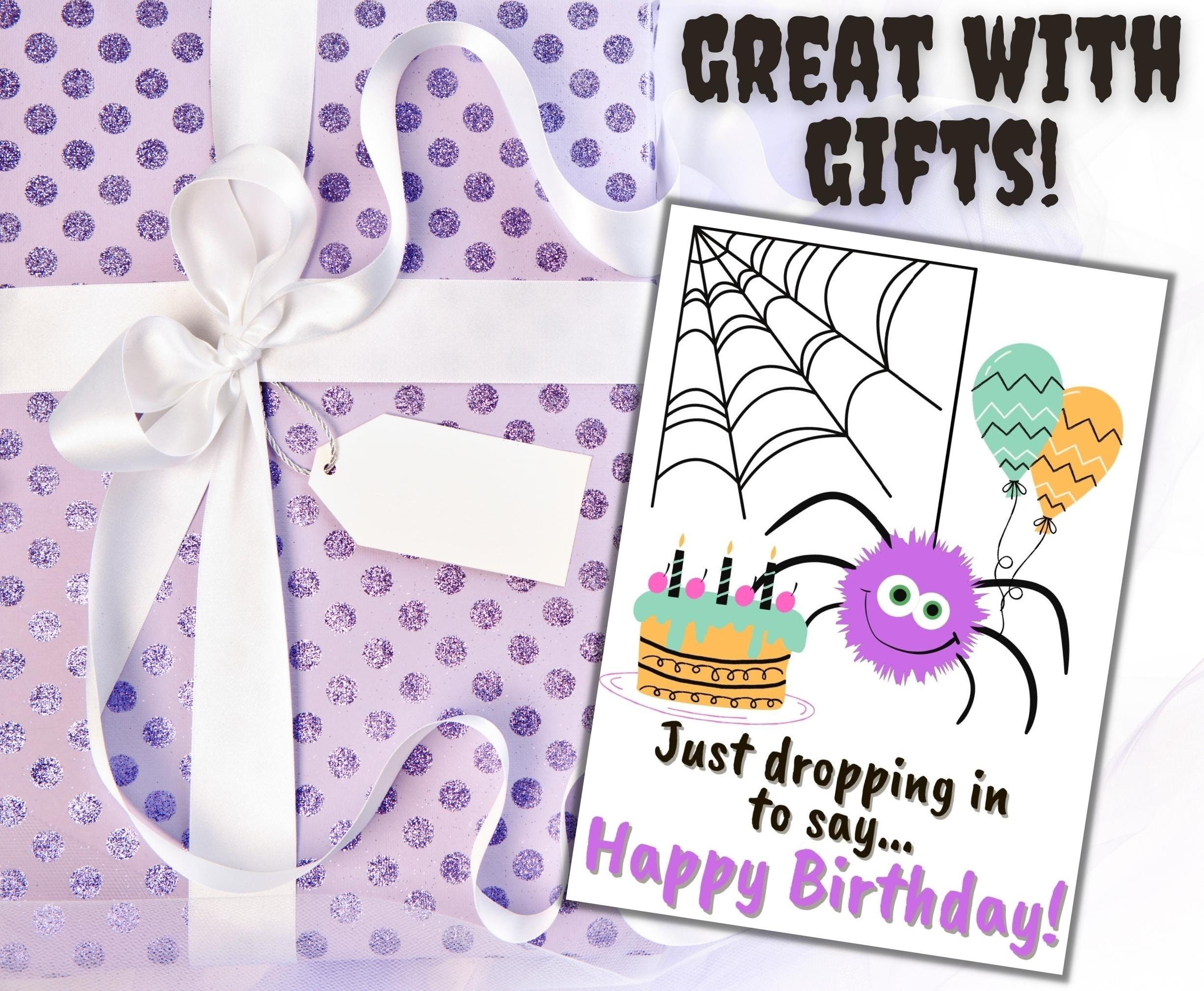 Printable Spooky Birthday Card, Cute Funny Creepy Spider Birthday ...