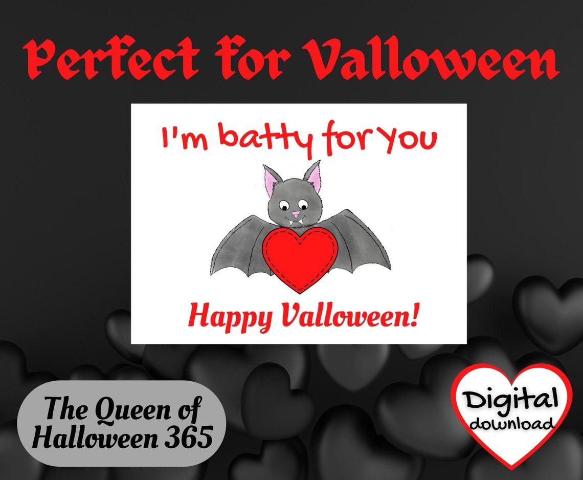 Downloadable Valentine Card, Valentine Card Printable, I'm Batty for ...