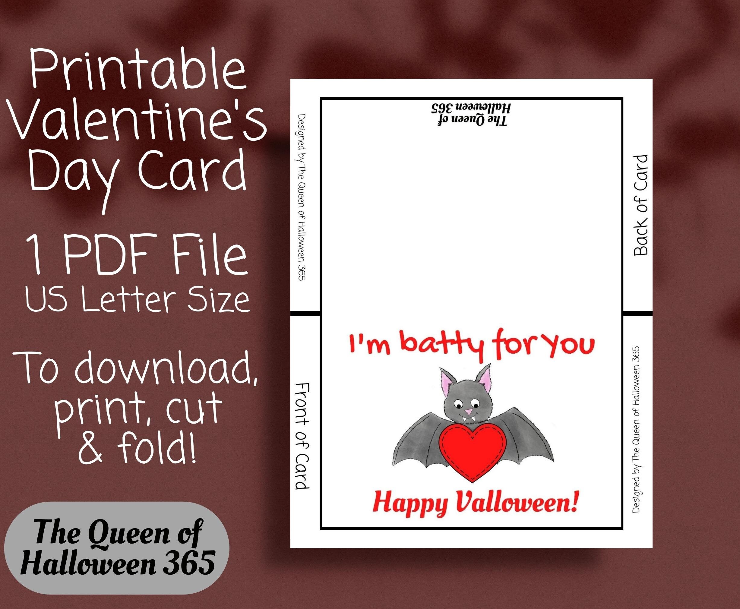 Downloadable Valentine Card, Valentine Card Printable, I'm Batty for ...
