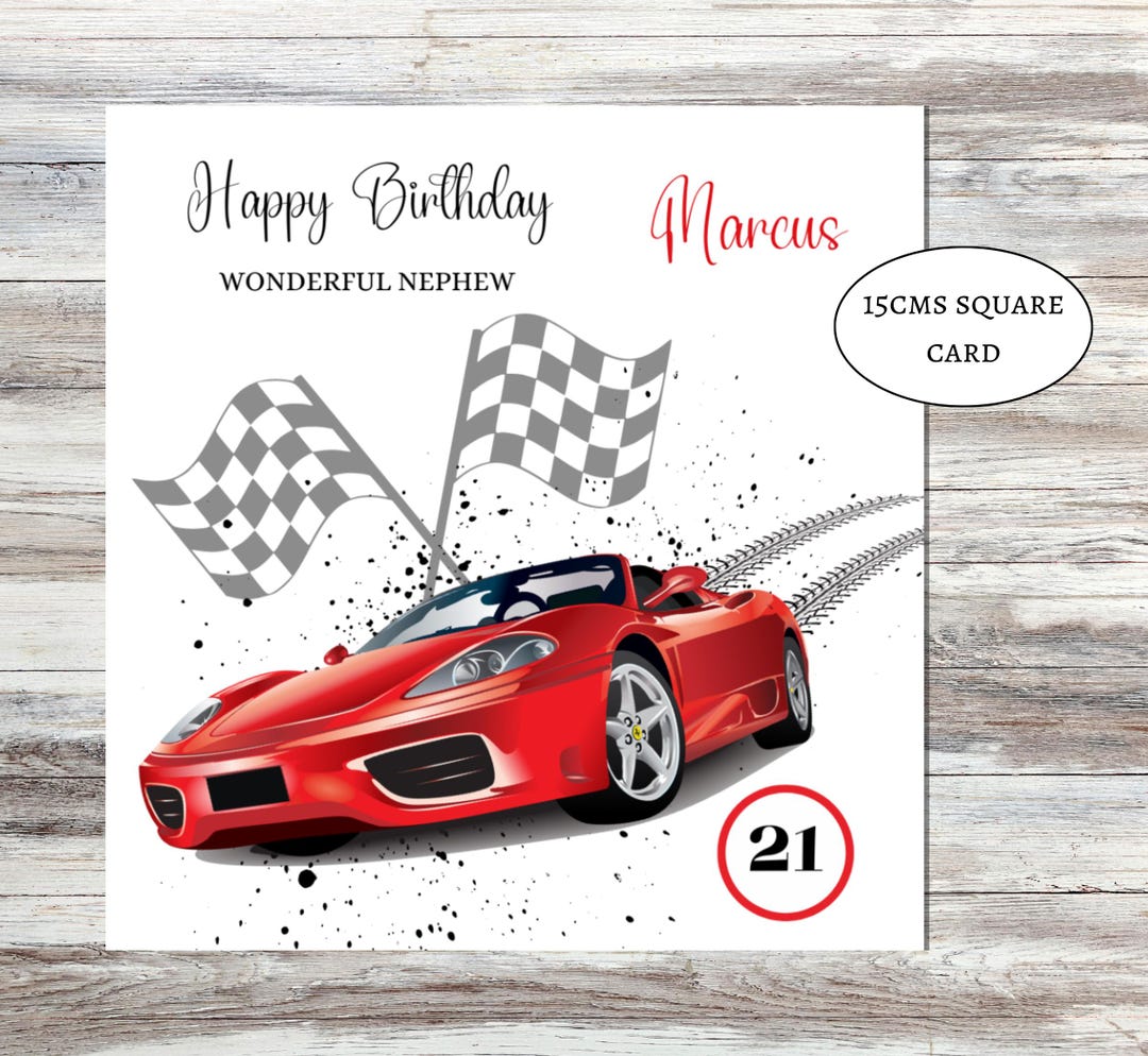 Personalised Racing Sports Cars Birthday Card for Grandson Son Nephew ...