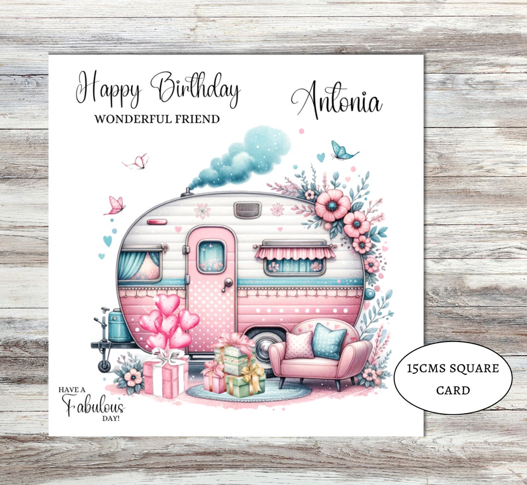 Personalised Caravan, Camper Van, Motorhome Birthday Card, Caravanning ...