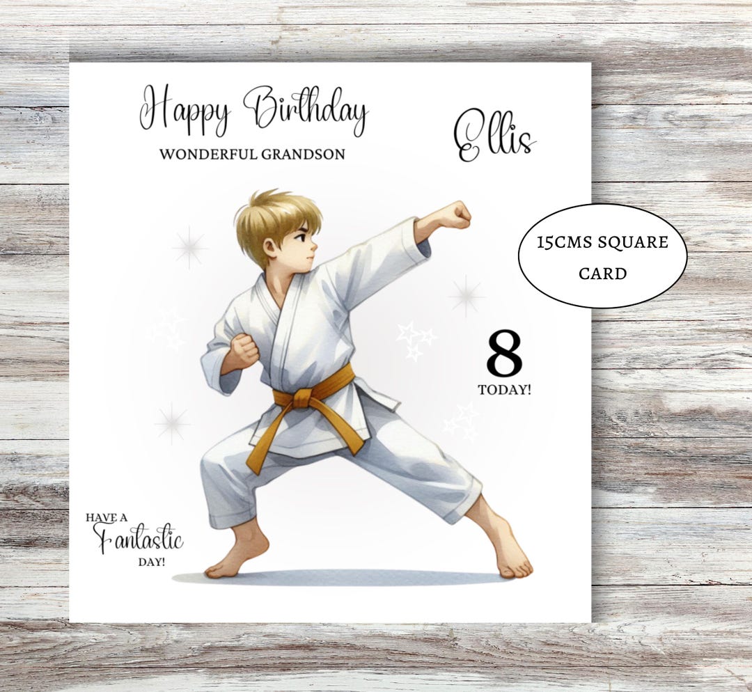 Karate Birthday Card for Boys, for Grandson, Karate Birthday Card for ...