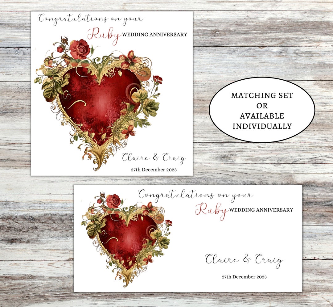 Personalised Ruby Wedding Anniversary Card, Ruby Wedding Anniversary ...