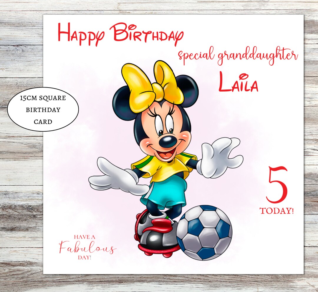 Minnie Mouse Birthday Card for Granddaughter Footballer Gift Wallet ...