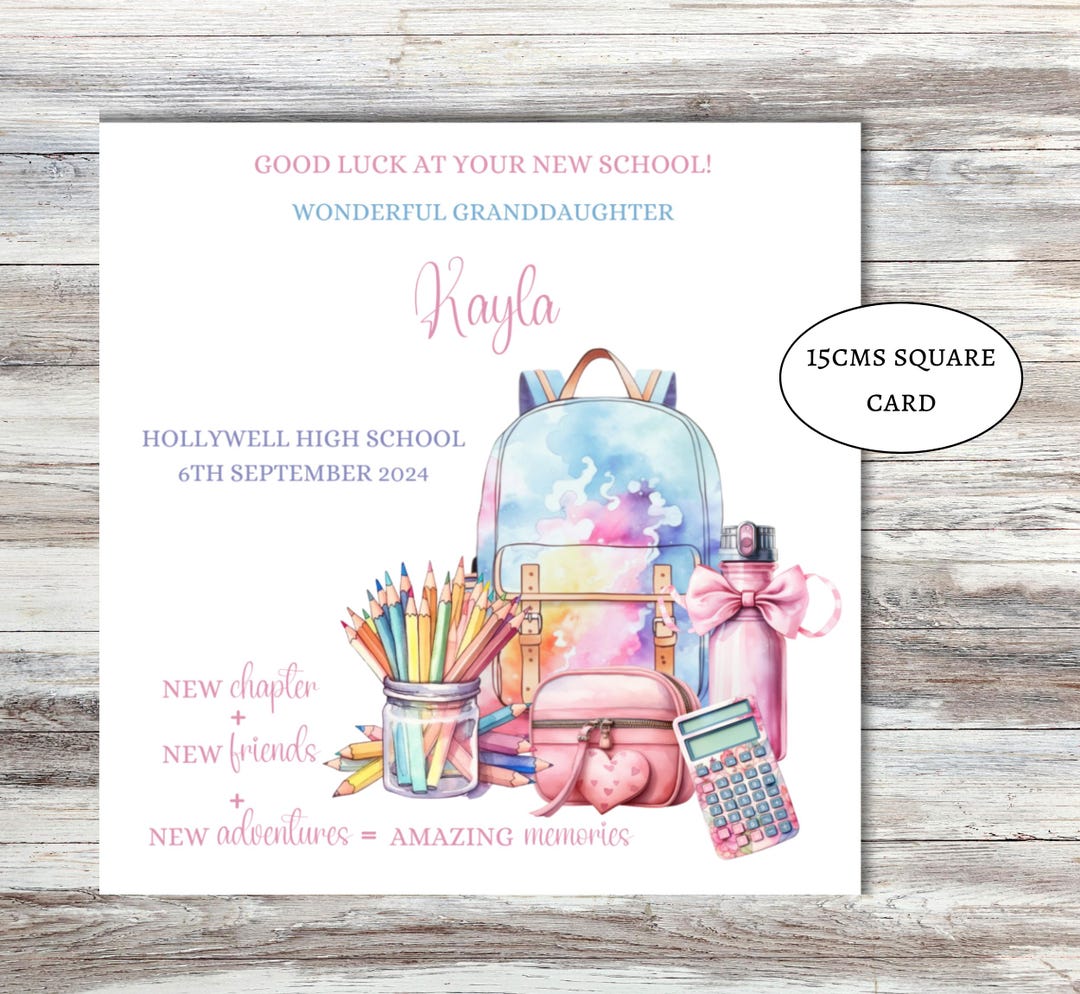Back to School Card Good Luck at Your New School, Good Luck at ...