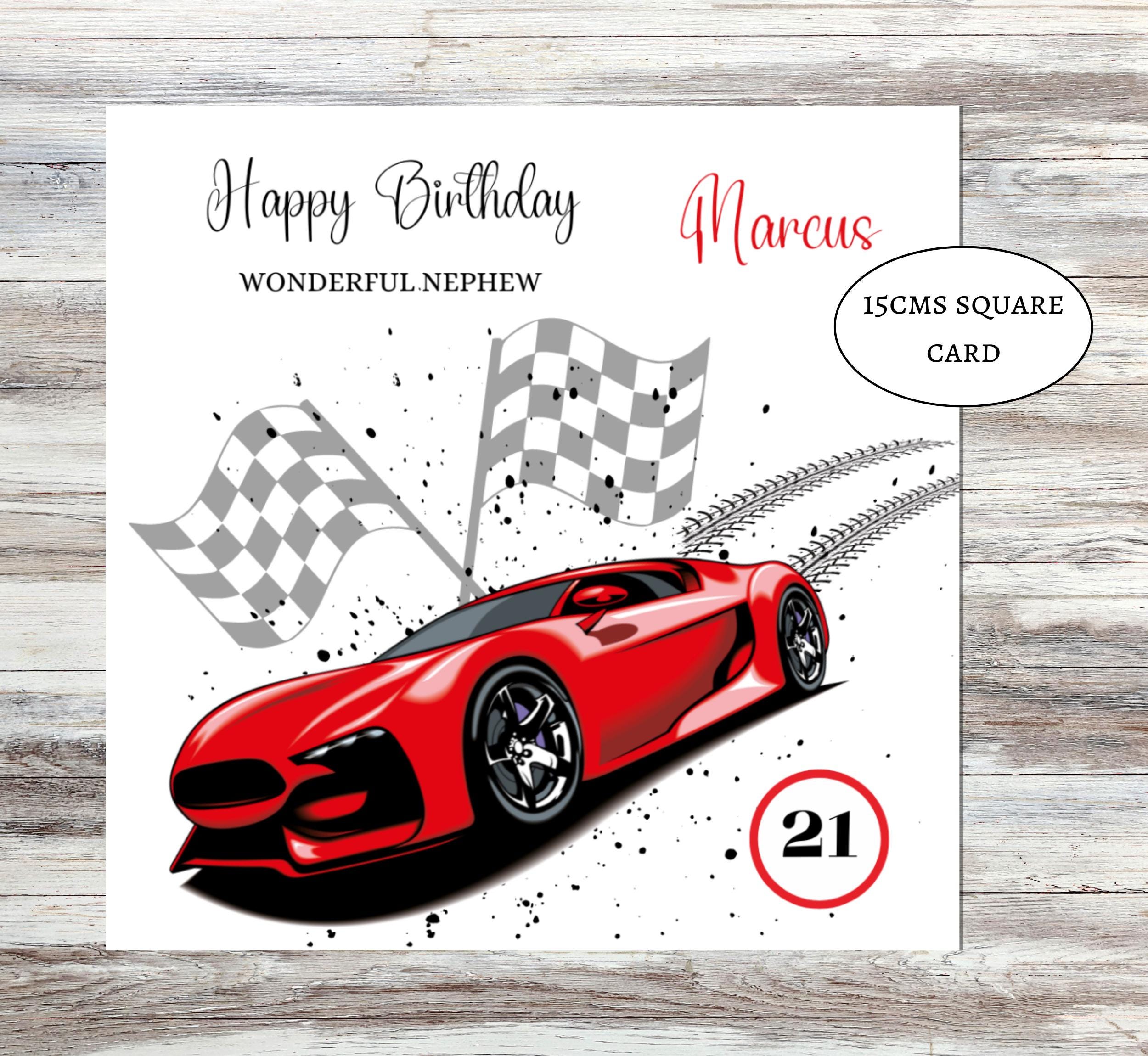 Personalised Racing Sports Cars Birthday Card for Grandson Son Nephew ...