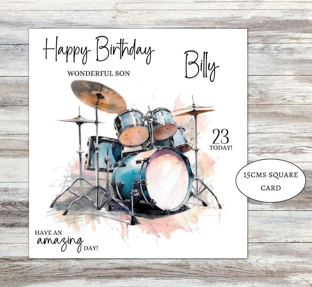 Birthday Card for Drummer Personalised for Grandson, Niece, Nephew, Son ...