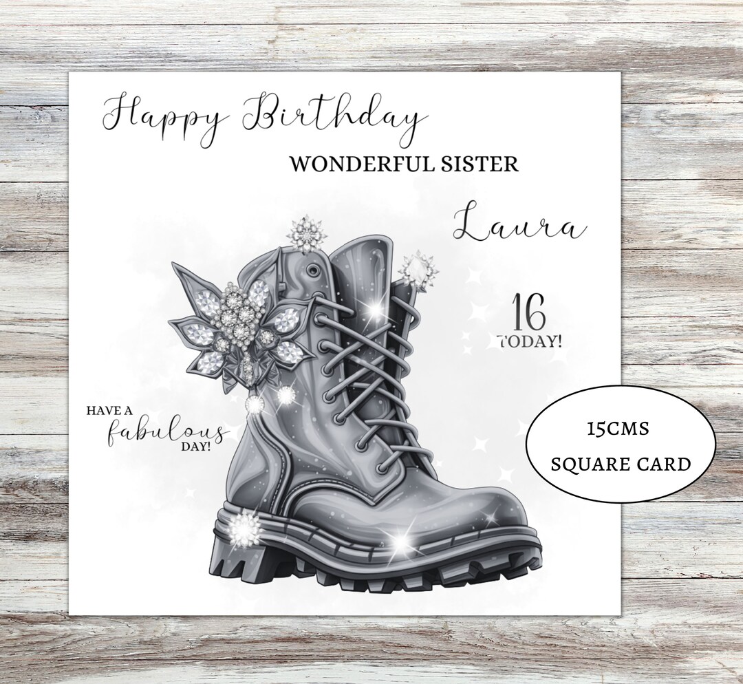 Doc Martin Style Boots Birthday Card for Girls Granddaughter Niece ...