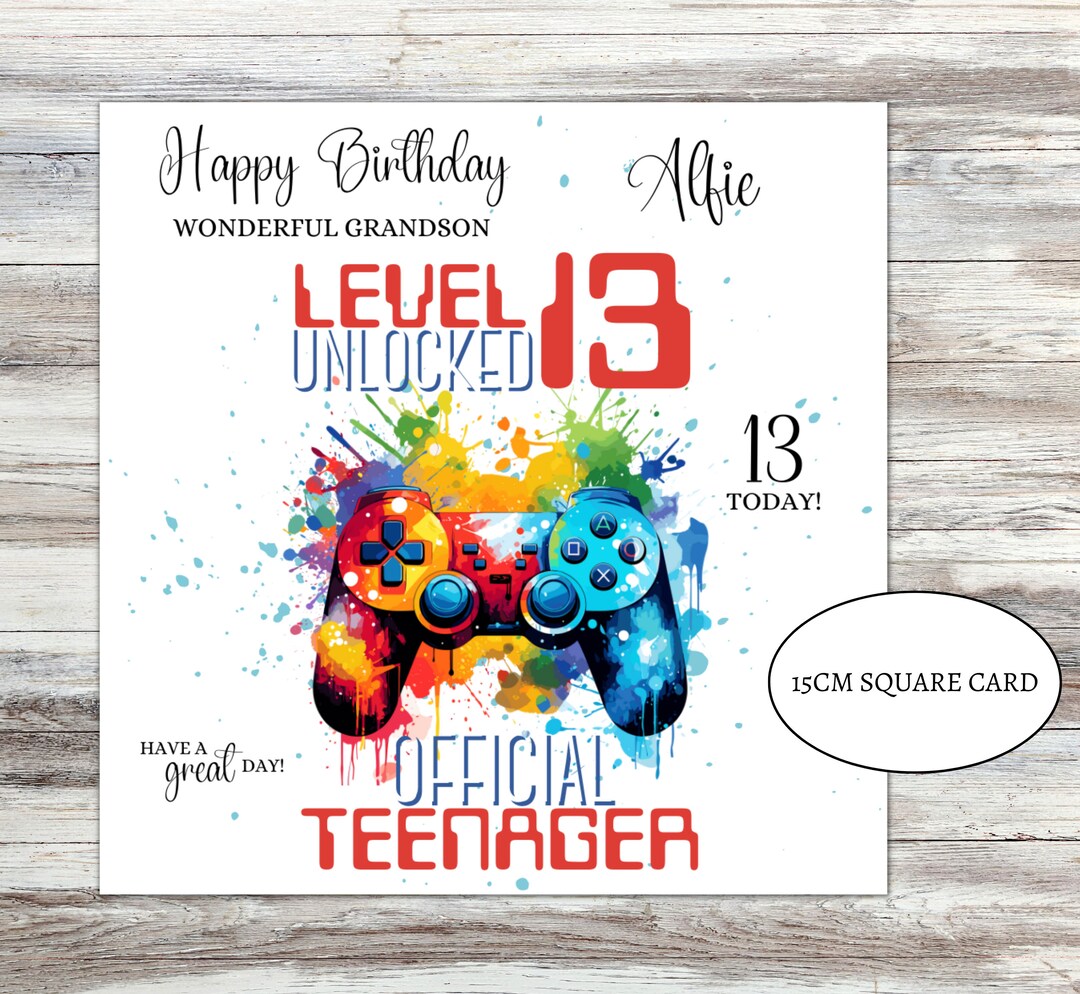 Birthday Card for Teenage Gamer Personalised for Grandson, Boyfriend ...