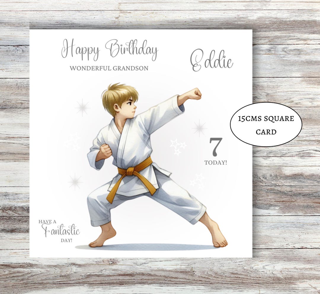 Karate Birthday Card for Boys, for Grandson, Karate Birthday Card for ...