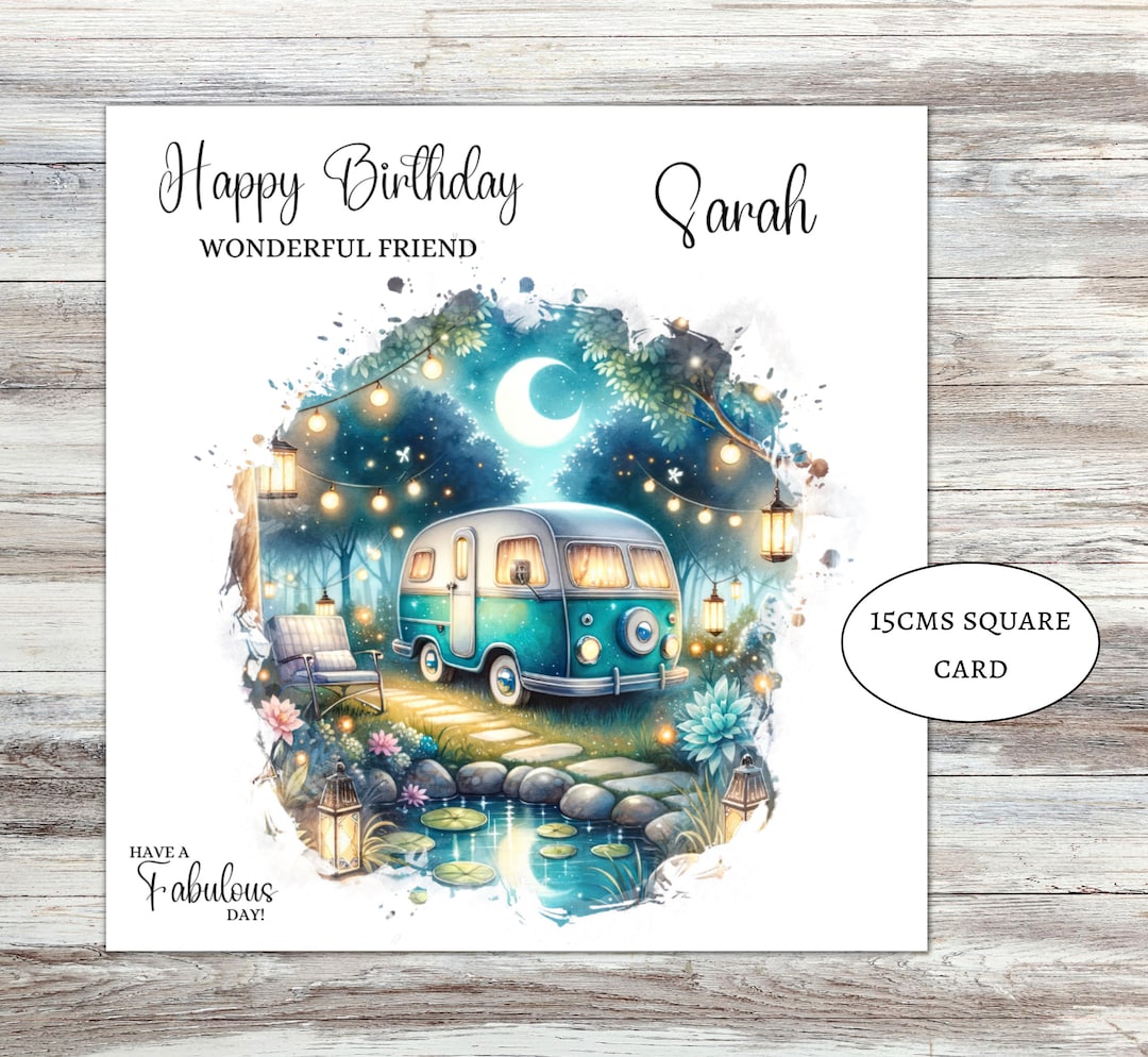 Personalised Caravan, Camper Van, Motorhome Birthday Card, Caravanning ...