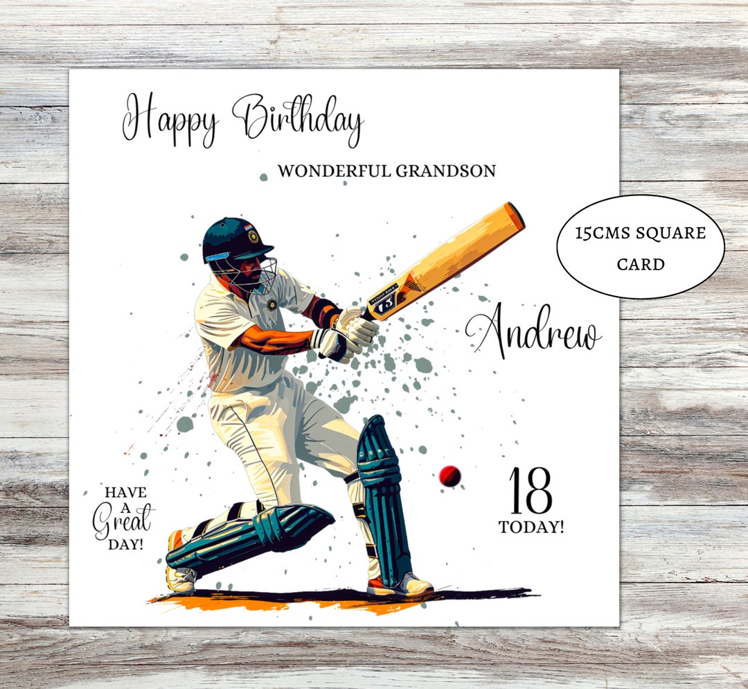 Cricket Birthday Card for Grandson Cricket Player Birthday Card for ...