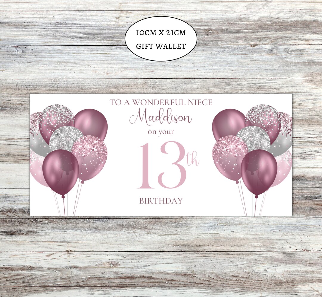 Personalised Mens and Womens Gift Wallet Money Wallet Balloons Purple ...