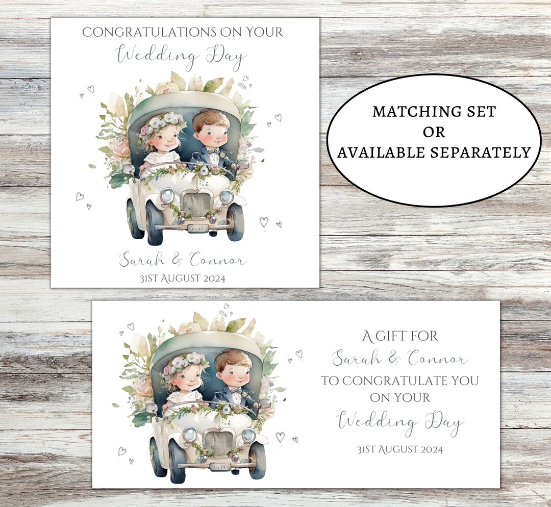 Personalised Wedding Card and Gift Wallet Matching Set Wedding Present ...