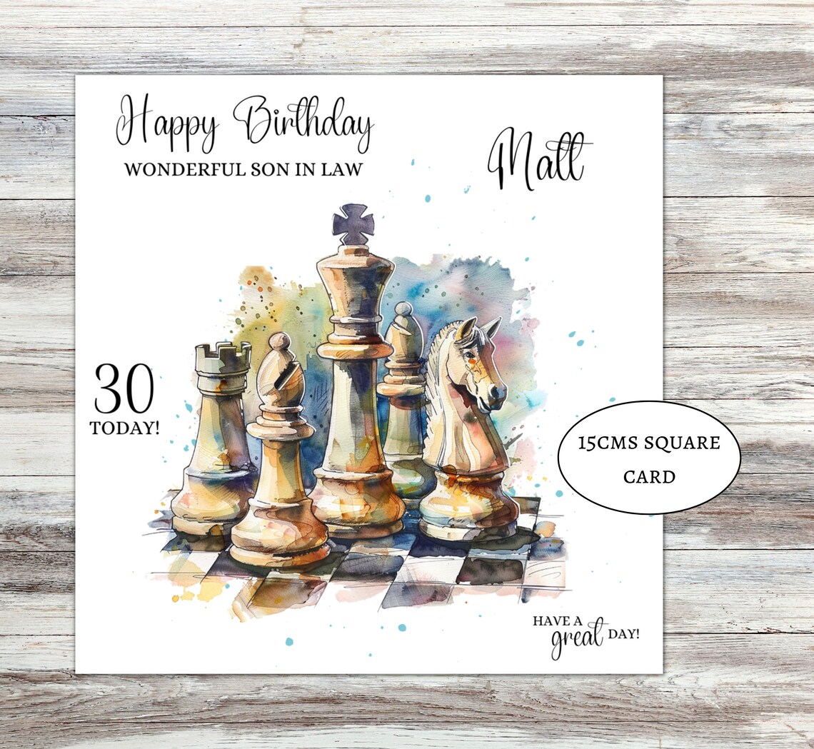Chess Birthday Card Personalised Chess Player Birthday Card for Husband ...