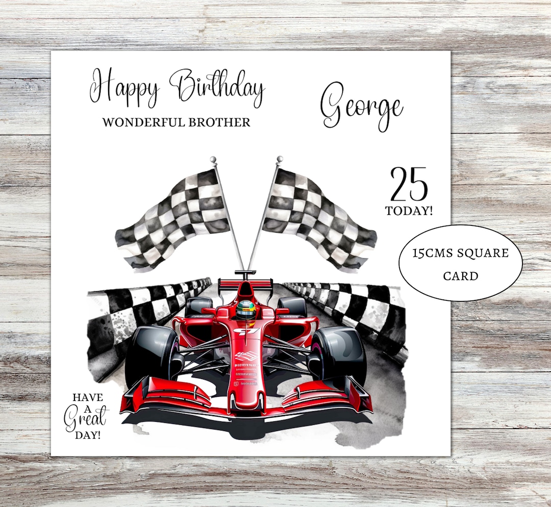 Formula One, Grand Prix Birthday Card Personalised Card for Husband ...