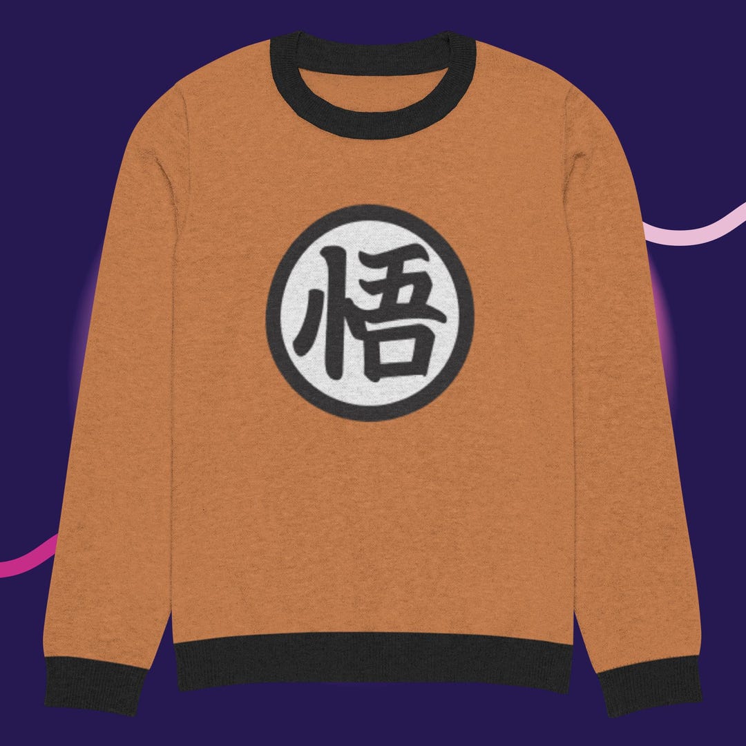 Goku Kanj Knitted Crew Neck Sweater DBZ Goku Symbol - Etsy