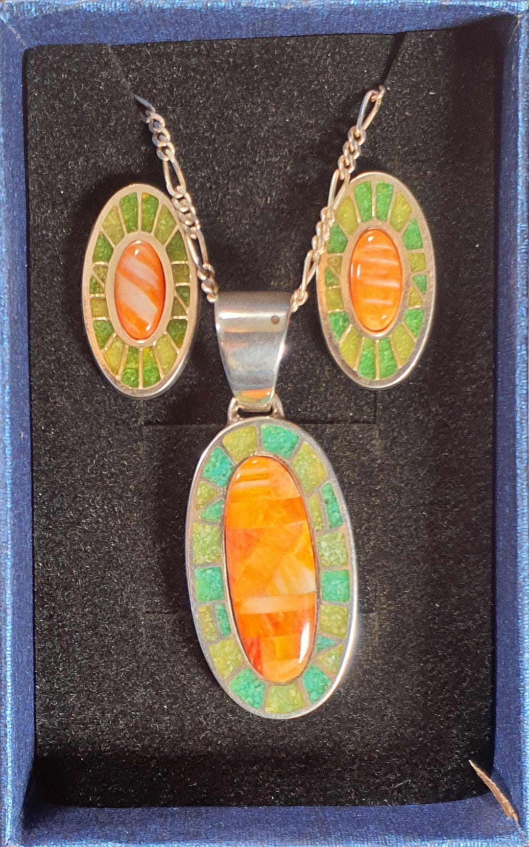 Carolyn Pollack Relios Inlay Necklace & Earrings in Sterling Silver ...