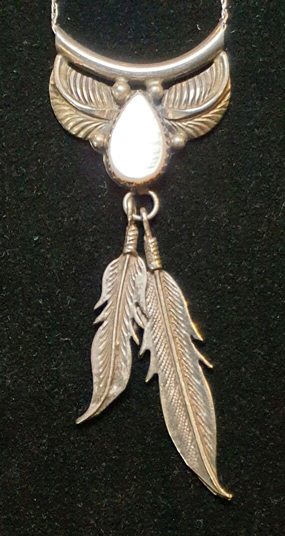 Eddie Secatero Jr. Navajo Silversmith MOP feathers ne… - Gem