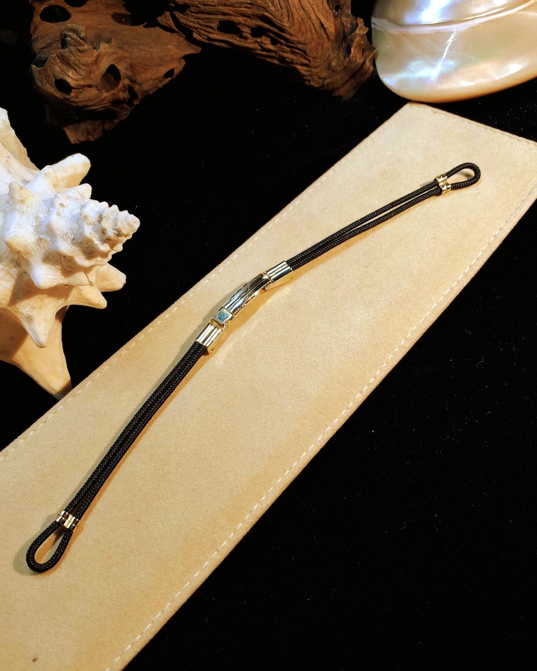 New Black Cord Ladies Watch Band in Gold Tone. 7" Length Can Be ...
