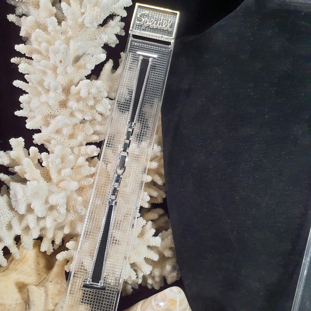 Speidel Silver-tone Ladies Watch Band, With Black Suede Inserts. Fits ...