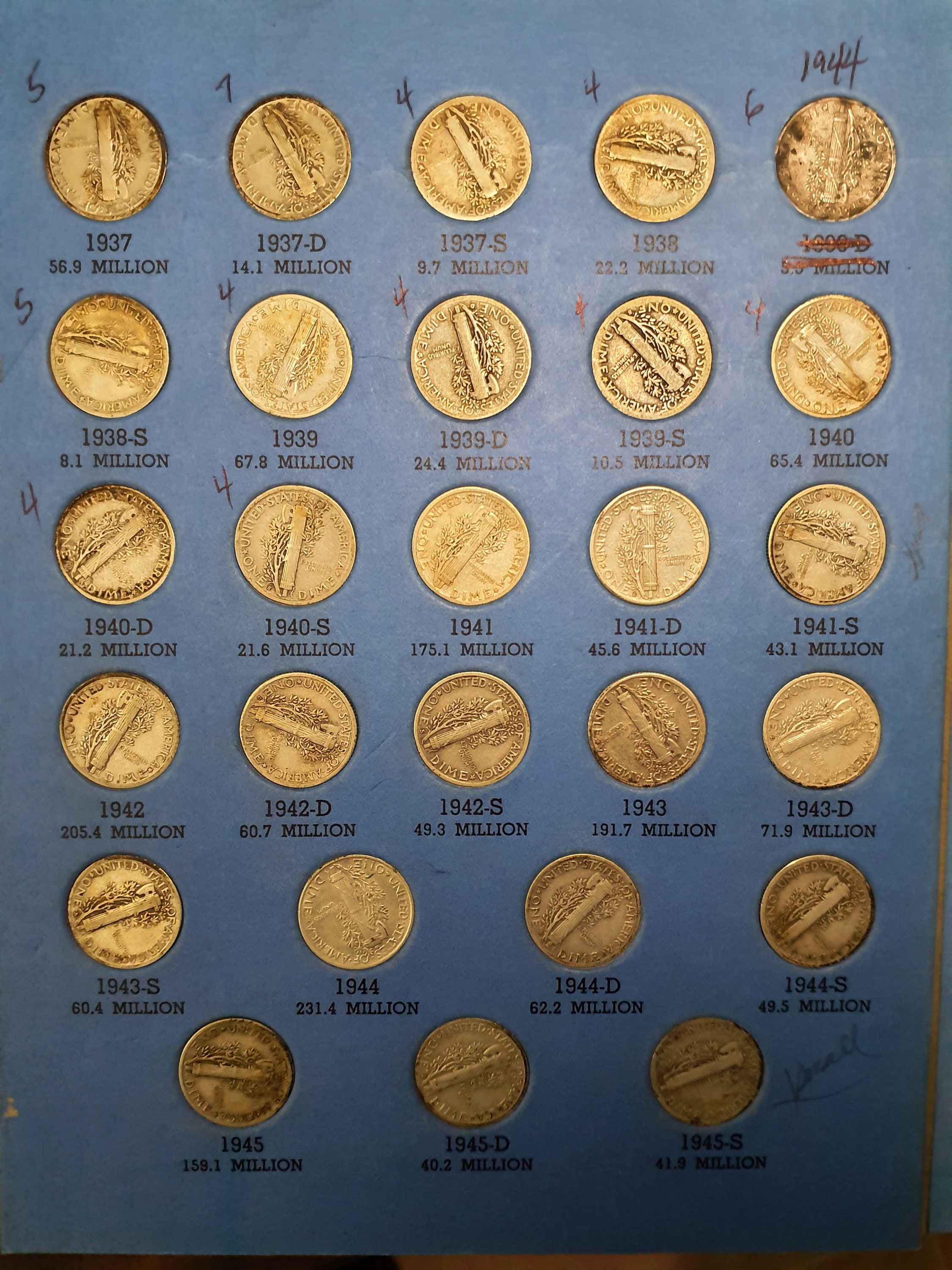 1917-1945 Mercury Dime Collectors Book Silver Dimes Lot - Etsy