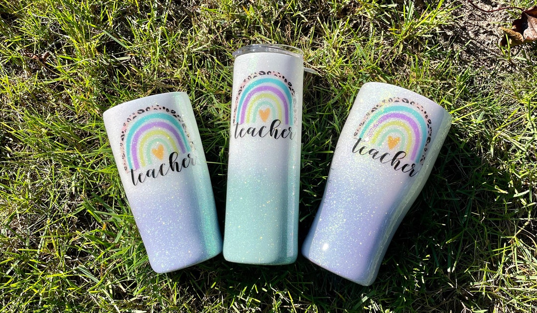 Teacher Tumbler, Teacher Appreciation, Teacher Cup, Teacher Glitter Cup ...