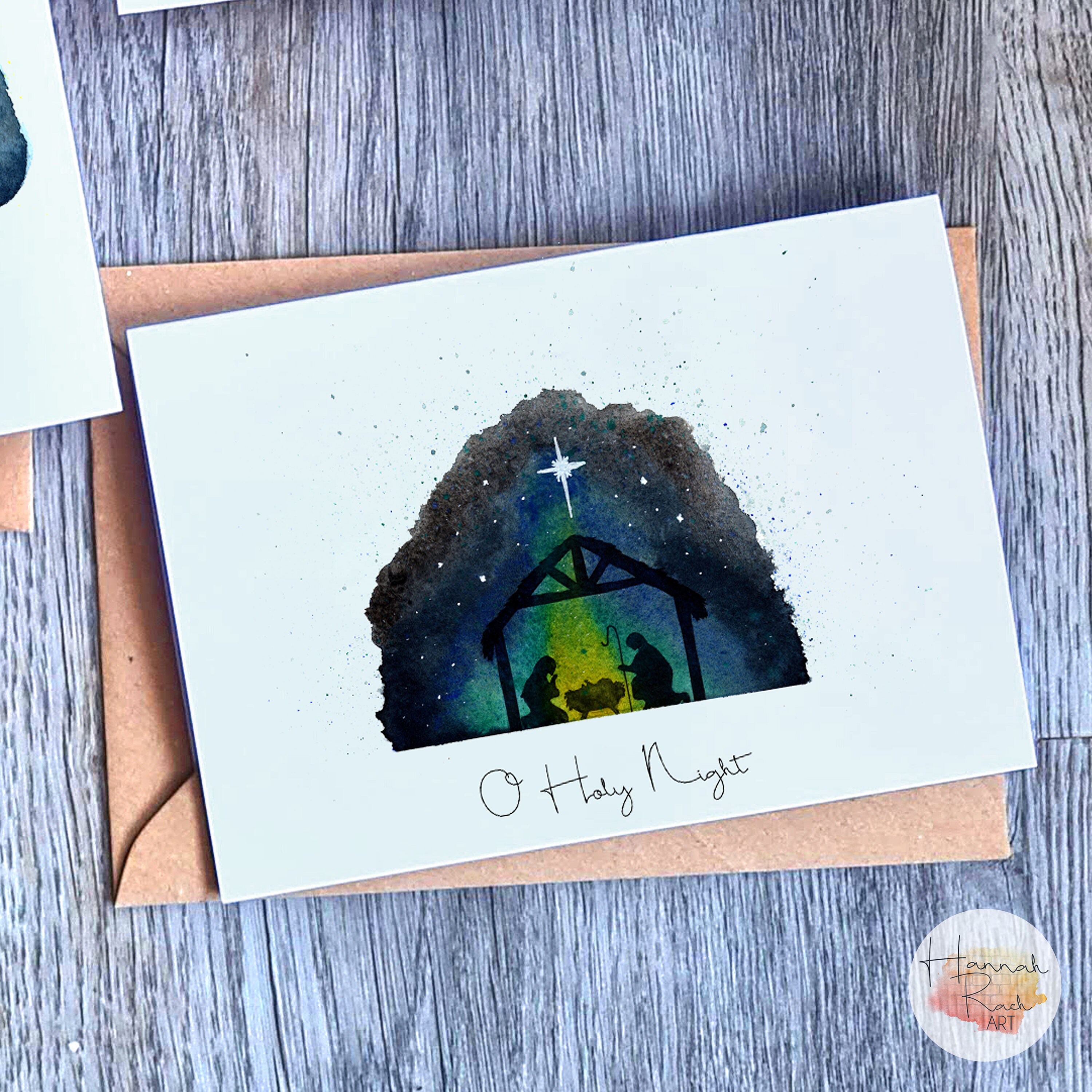 Christian Watercolour Christmas Cards - Religious Nativity Silhouette ...