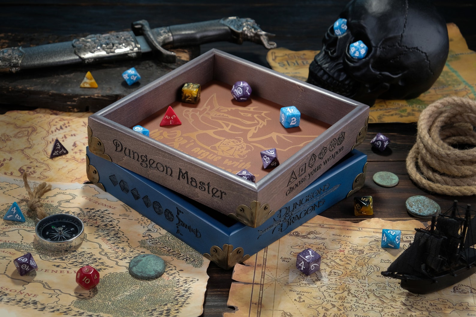 D&D Dice Tray Dice Rolling Tray Wood Dice Tray Custom Dnd Dice - Etsy