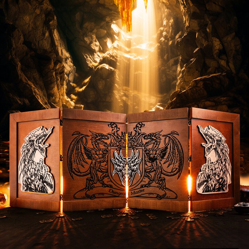 Dnd Screen Wooden Foldable Gift Table Top Games Pathfinder DM Gifts GM ...