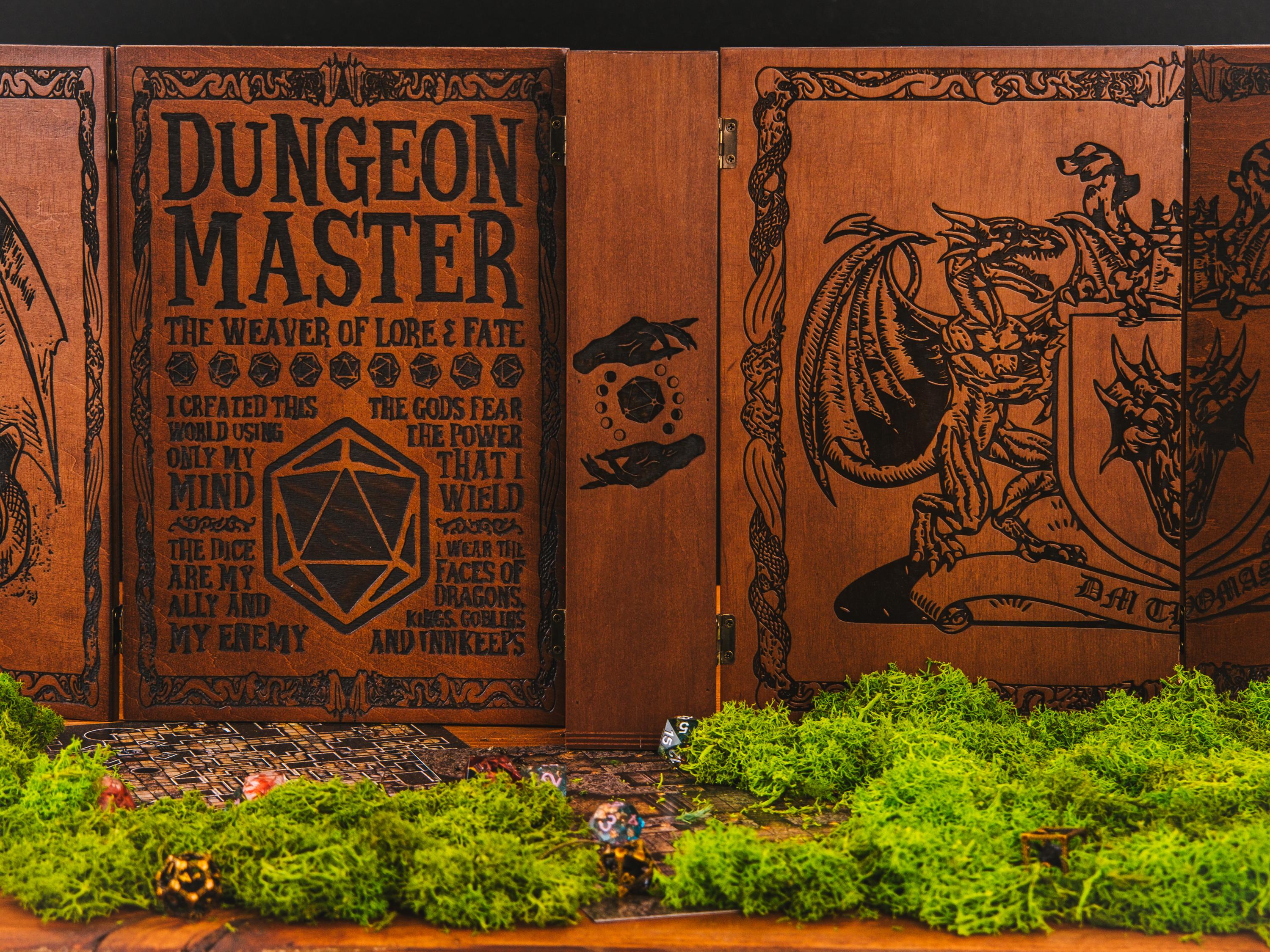 Custom Wooden Dnd DM Screen With Dice Tower | Foldable Dungeon Master ...