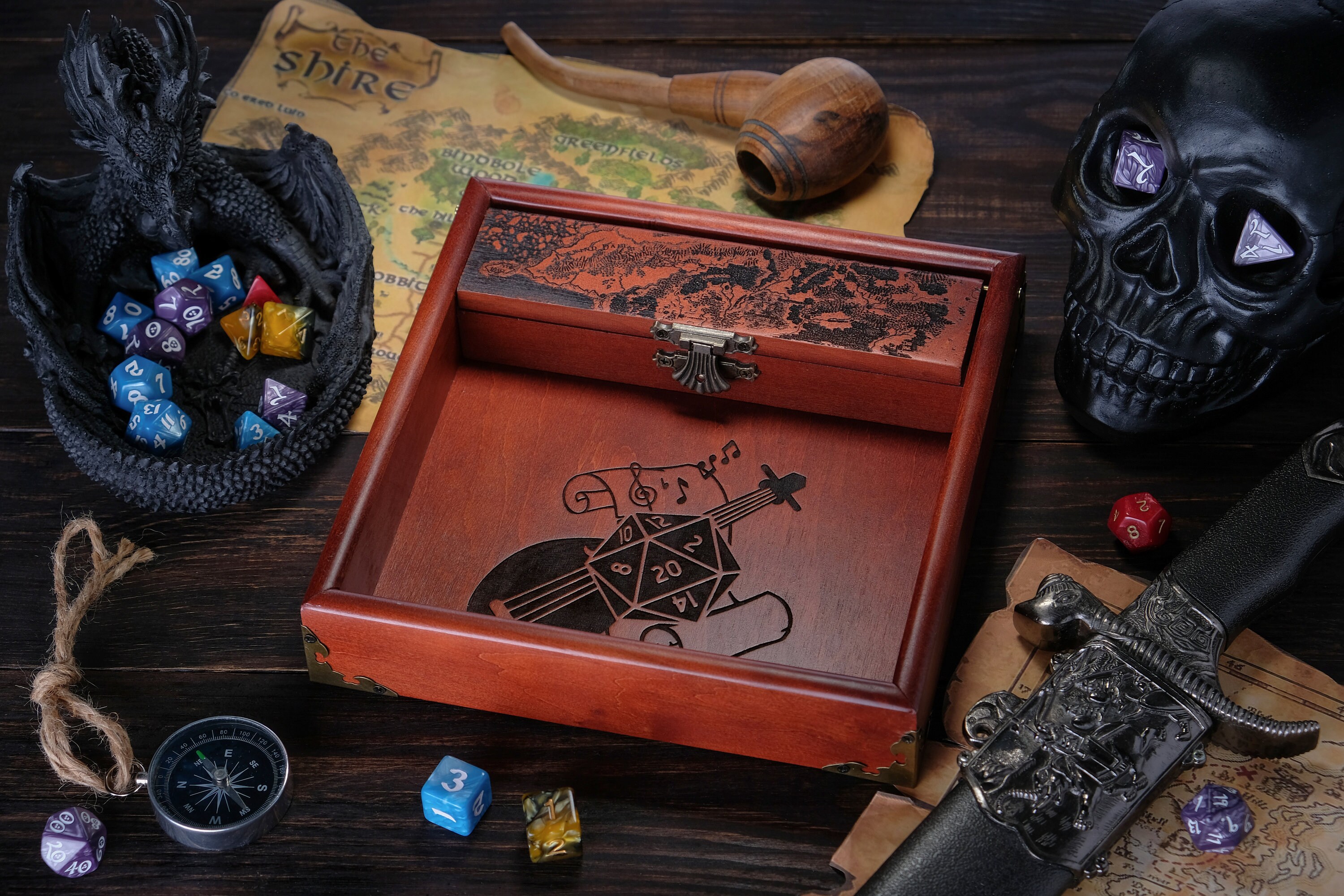 Dice Rolling Tray Dice Tray Box D&D Dice Box Wood Dice - Etsy