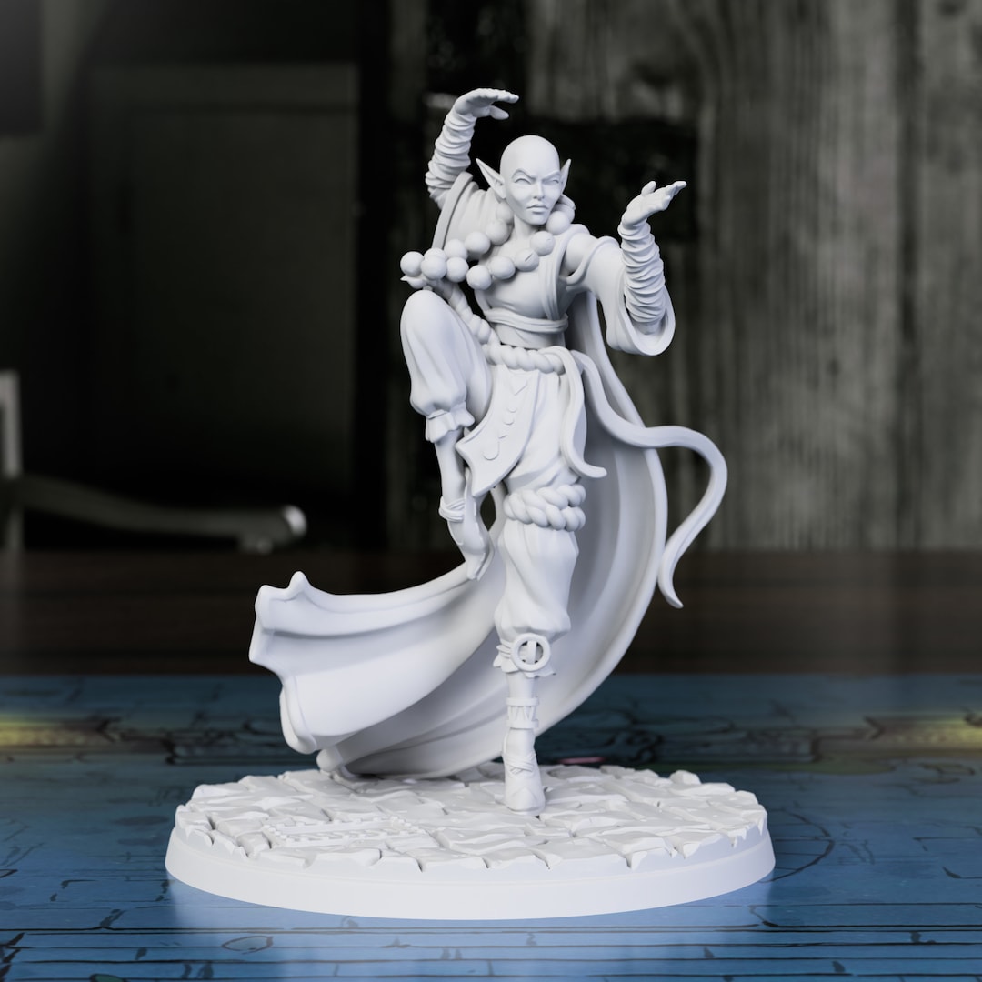 Monk Elf Miniature, Mini Monk Dungeons and Dragons Mini RPG Tabletop ...