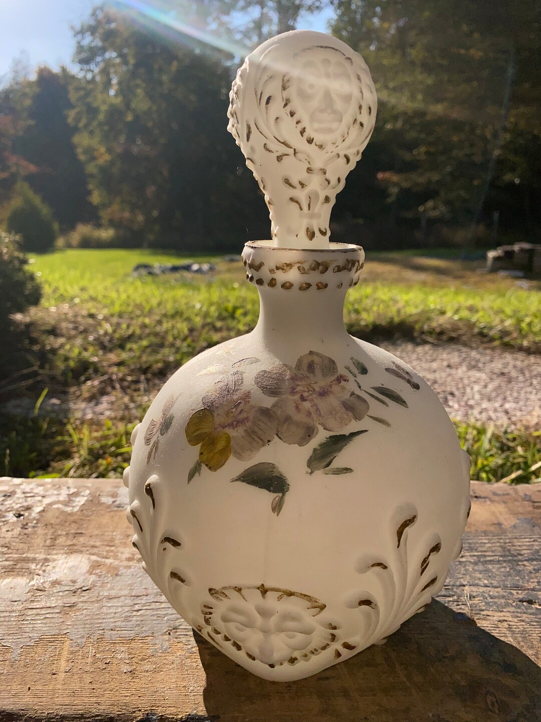 Lion Face Satin White Antique Decanter - Etsy