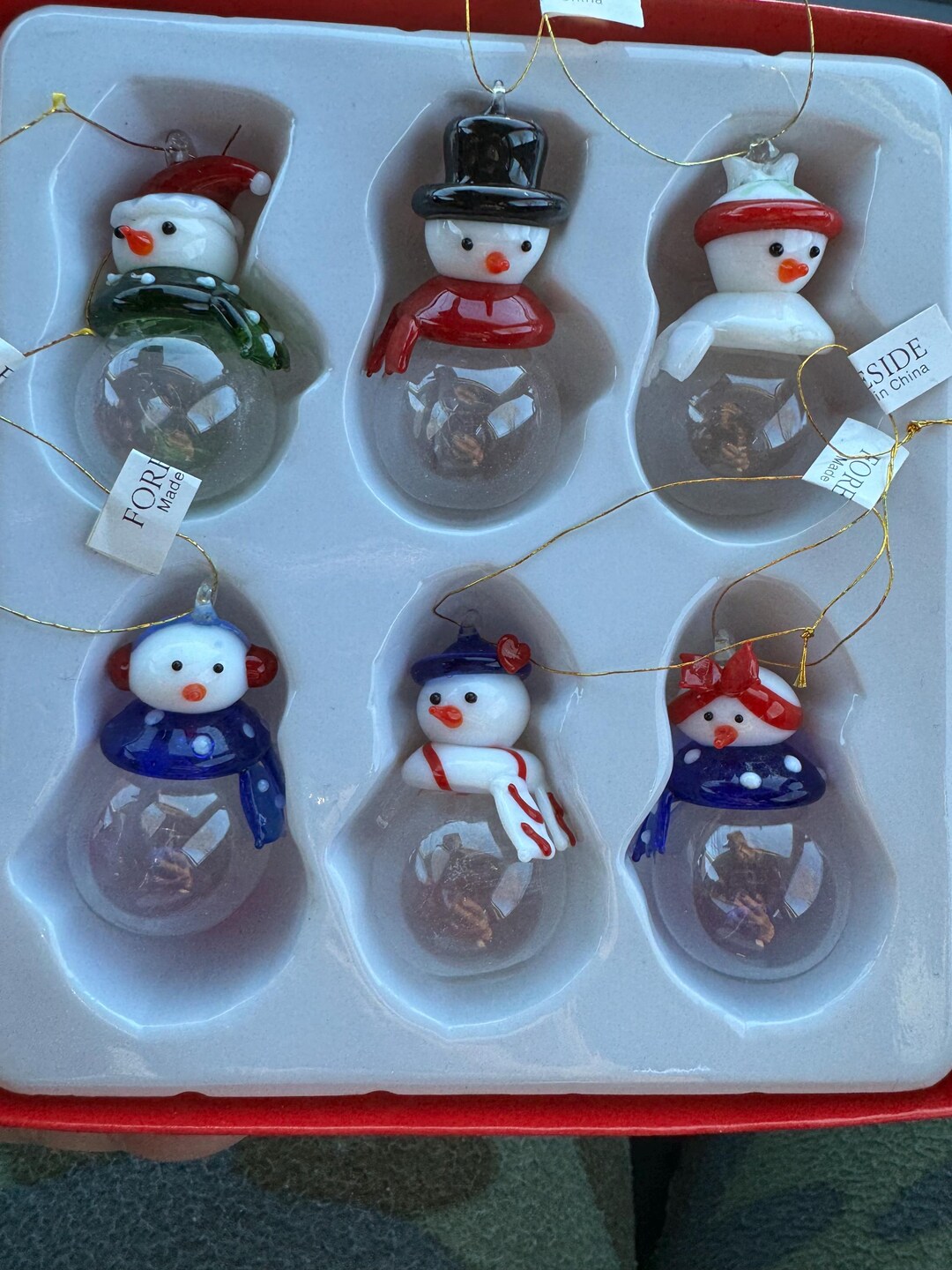 Set of Snowmen Glass Ornaments - Etsy