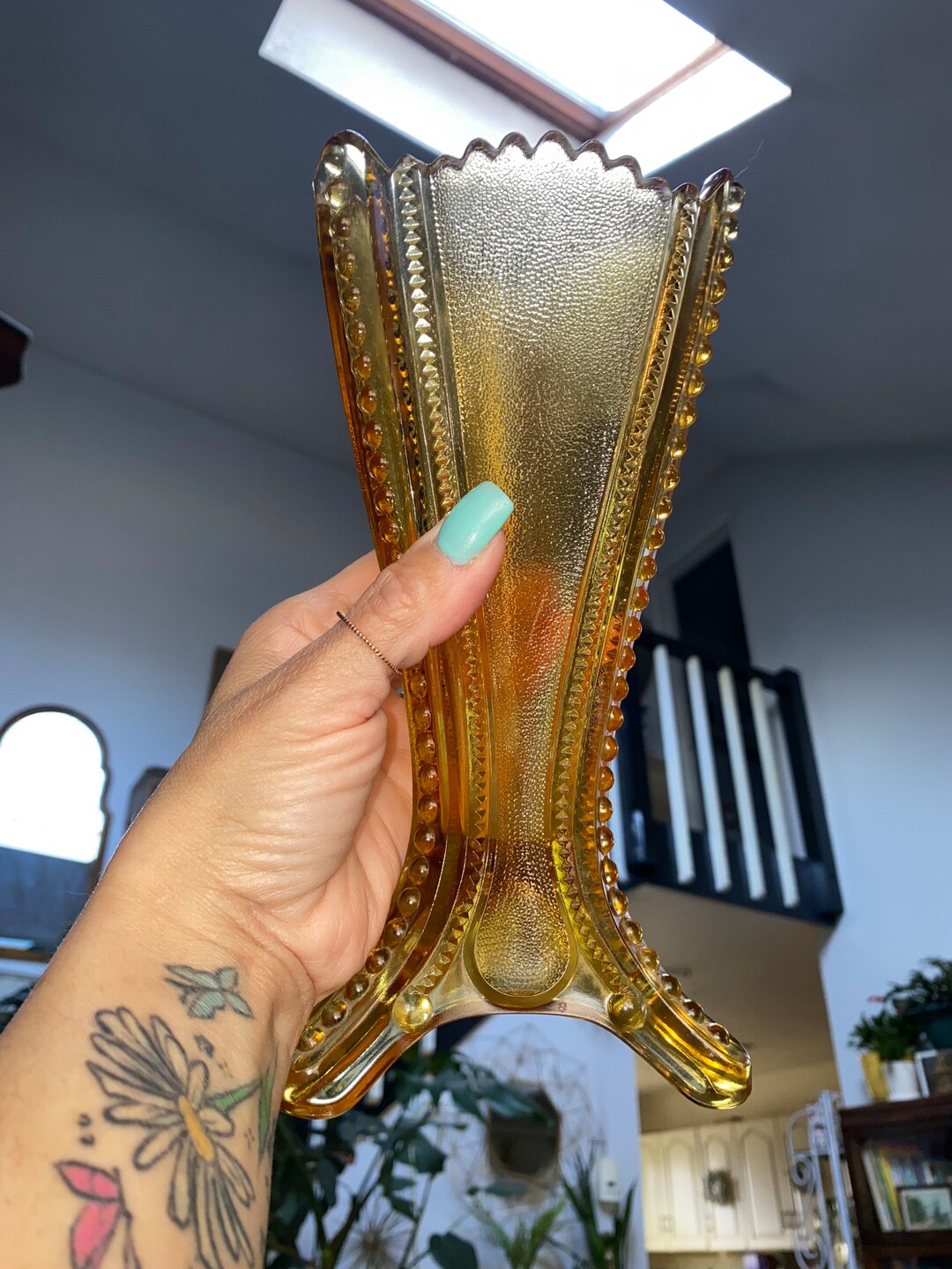 Imperial Glass Three Footed MCM Vase - Etsy