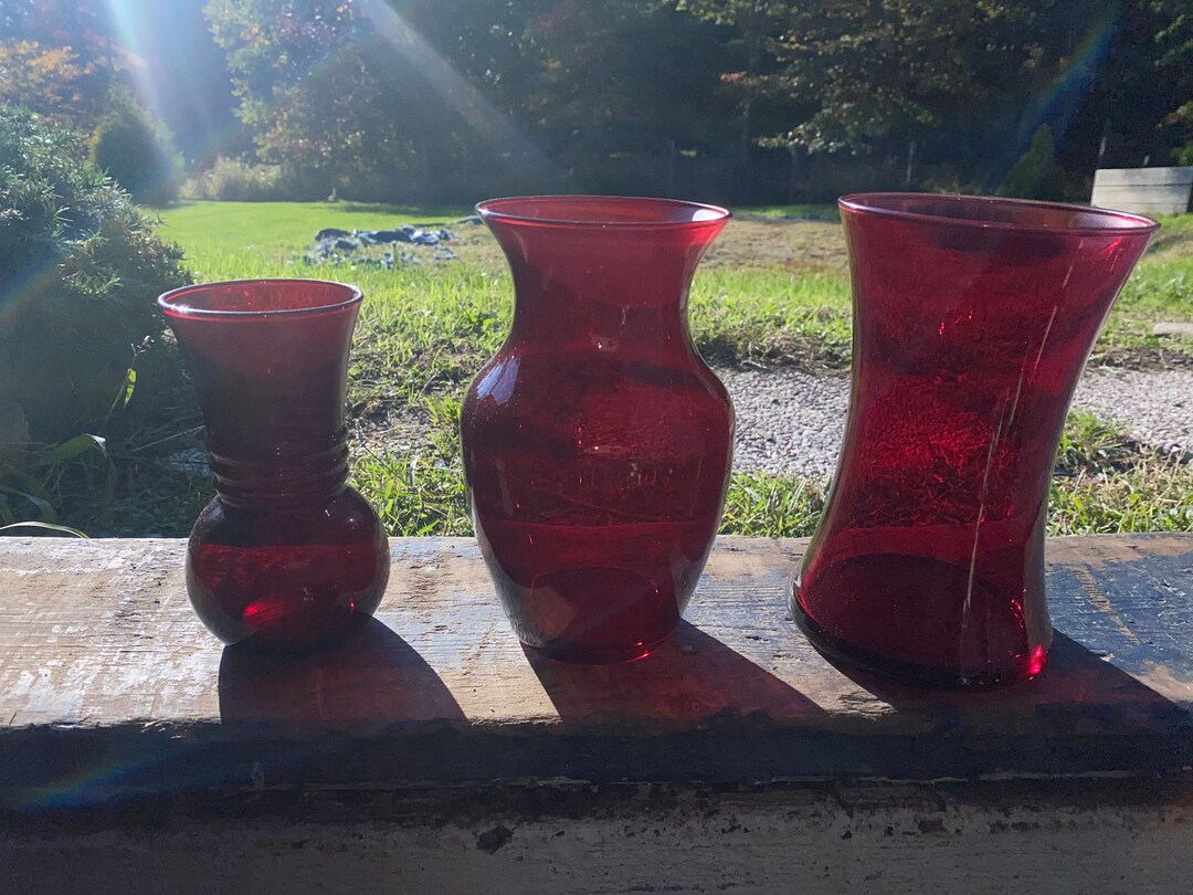 Mid Century Red Vases - Etsy