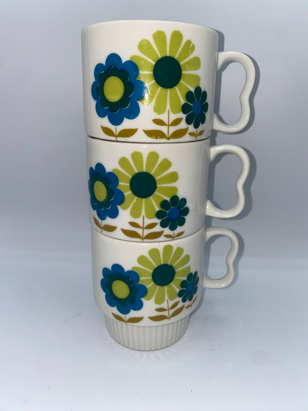 1950s Mod Flower Mugs - Etsy