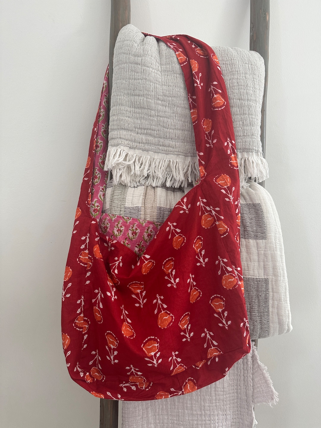 Large Red Hobo Bag, Crossbody Bag, Hobo Boho Bag, Woman's Large ...