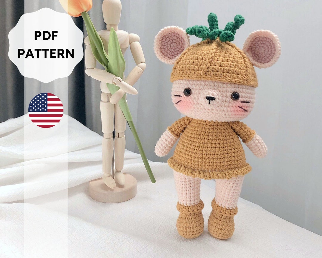 Gina the Pumpkin Mouse – Amigurumi Crochet Mouse PDF Pattern, Instant ...